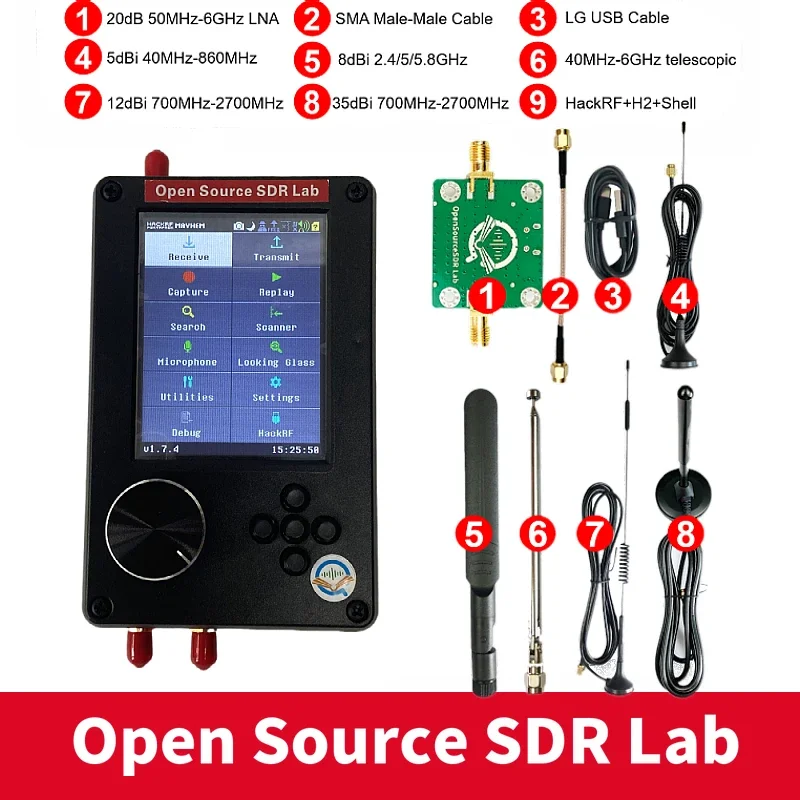 New-Assembled-HackRF-Portapack-H2-HackRF-One-1MHz-to-6GHz-SDR-With ...
