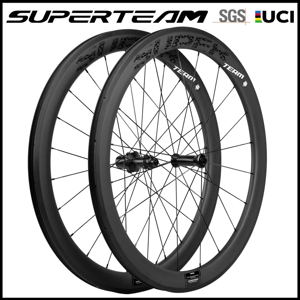 SUPERTEAM-Carbon-Wheelset-Road-Bike-50mm-Carbon-Wheels-Black-Decal ...