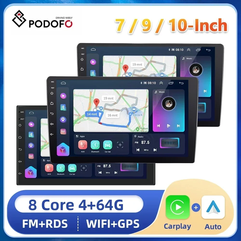 Podofo-Android12-Car-Stereo-Radio-7-9-10inch-4-64G-Carplay-Android-auto ...