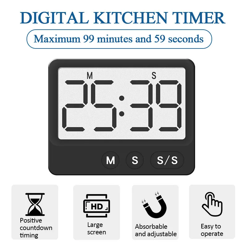 Kitchen-Timer-Magnetic-Cooking-Digital-LCD-Display-Student-Time ...