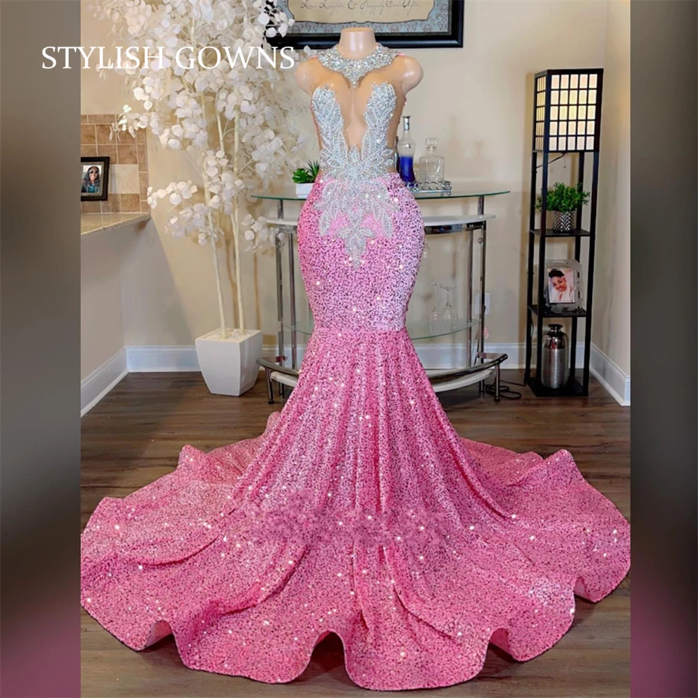 Kadier Novias Long Pink Satin Mermaid Elegant Prom Dresses 2022 With ...