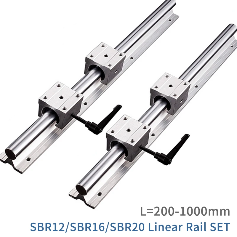 2PC SBR12 SBR16 SBR20 Linear Guide Rail 300 400 500 600 700 800 1000mm ...