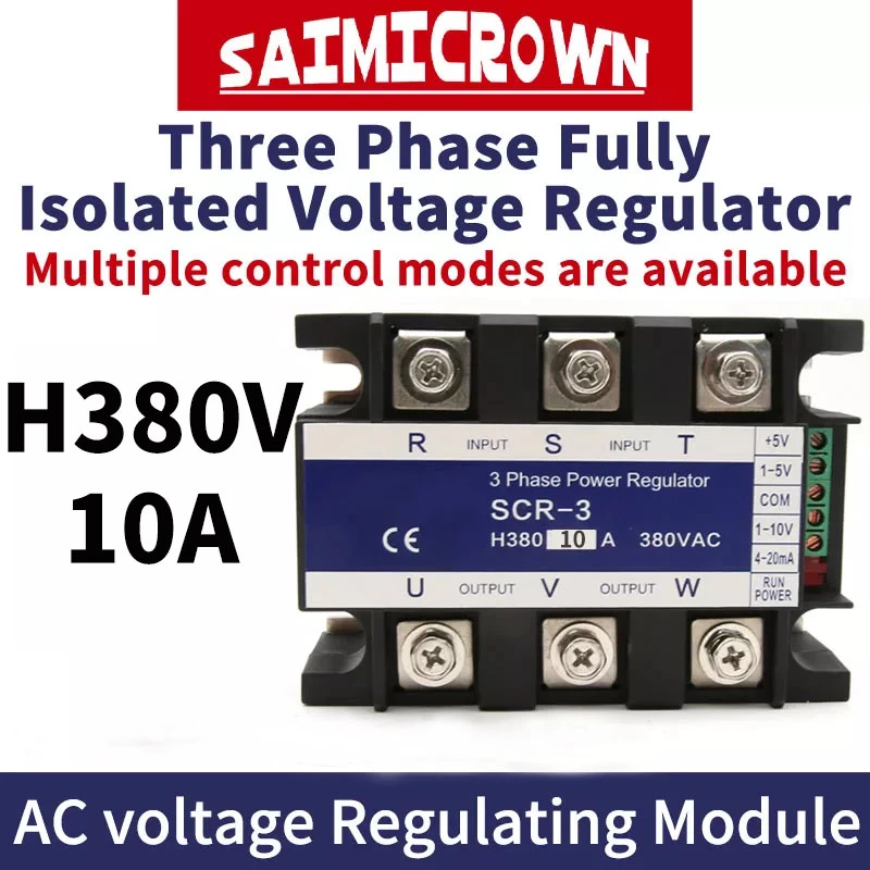 380VAC 10A Three Phase Voltage Regulator Power Controller Module 0-10V ...