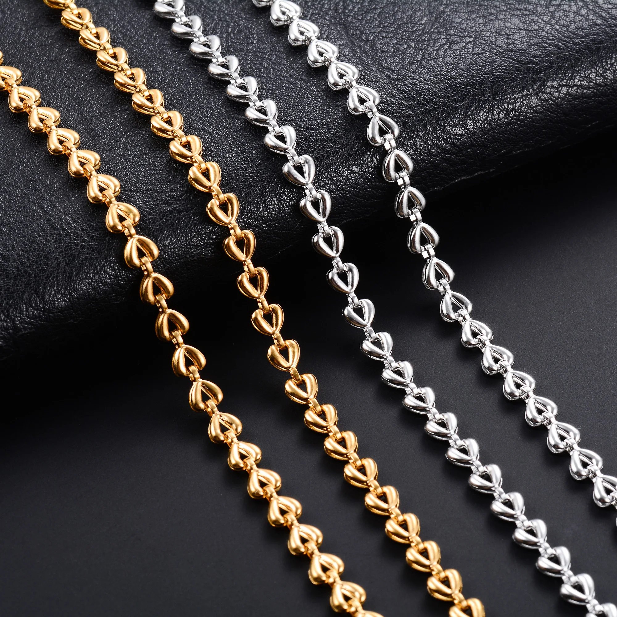 4mm Dainty Stainless Steel Necklace Heart Love Link Chain for Women ...