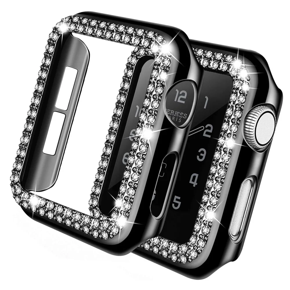 Diamond case for Apple Watch series 9 8 7 45mm 41mm/42/38mm PC Bumper ...