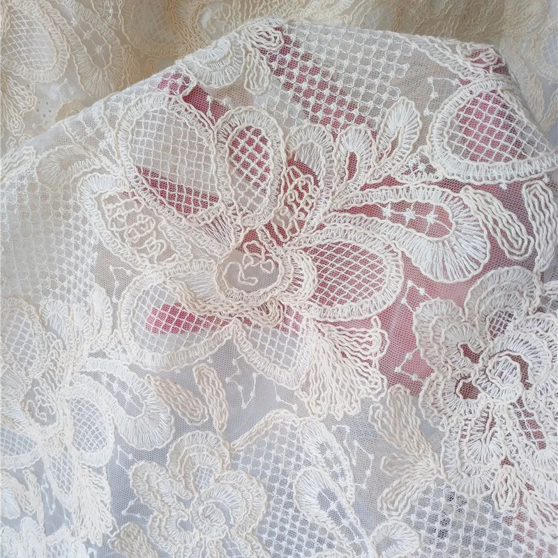 High-quality cotton thread, lace embroidery fabric openwork floral ...