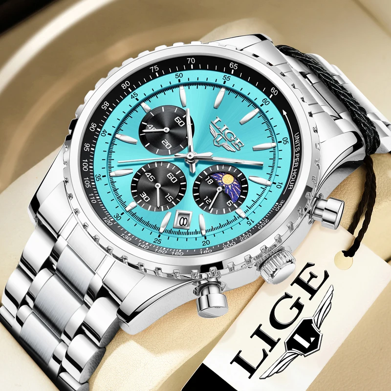 LIGE Men's Watches Business Mens Watches Luxury Business Stainless ...