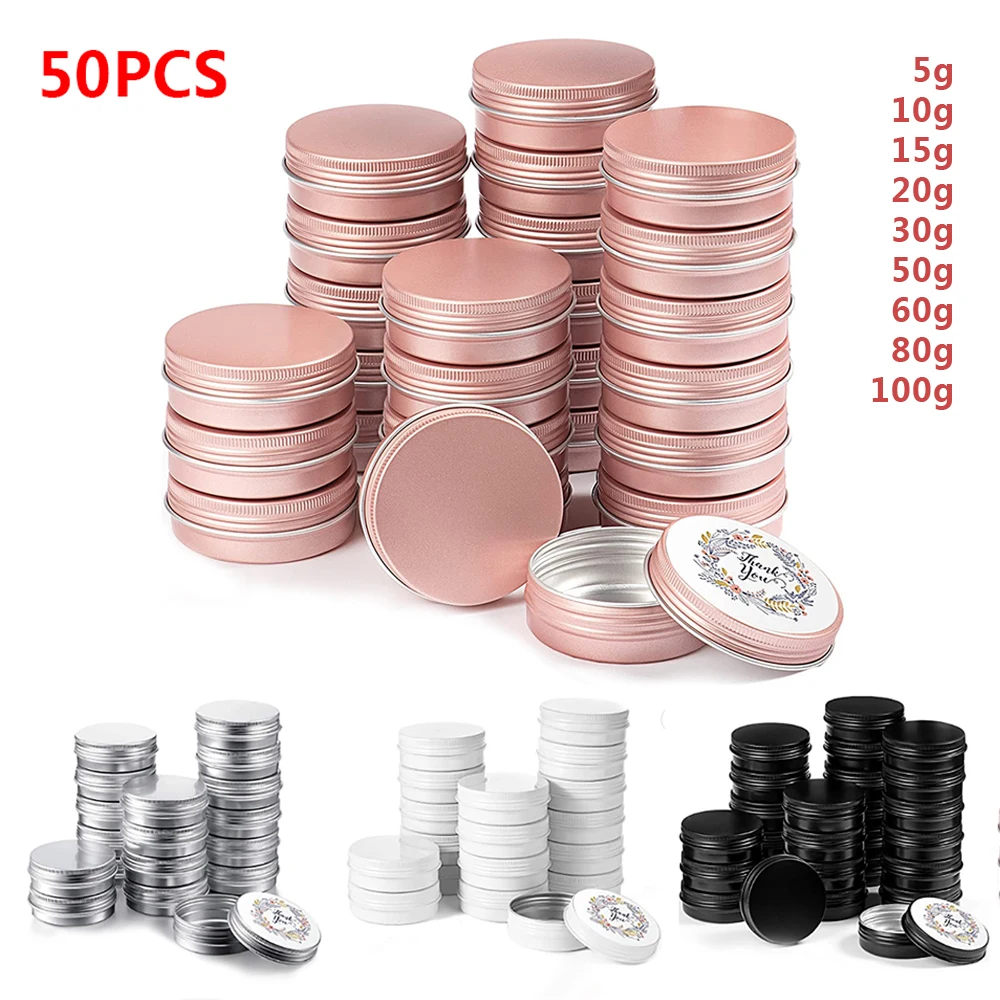 50PCS 5g 10g 15g 20g 30g 50g 60g 80g 100g Aluminum Tin Jars Metal Empty Cosmetic Face Care Eye ...