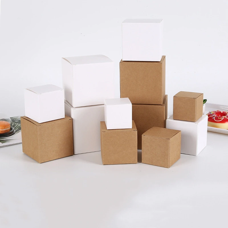20-50pcs-Multi-Size-Square-Kraft-Gift-Box-Black-White-Brown-Fold ...