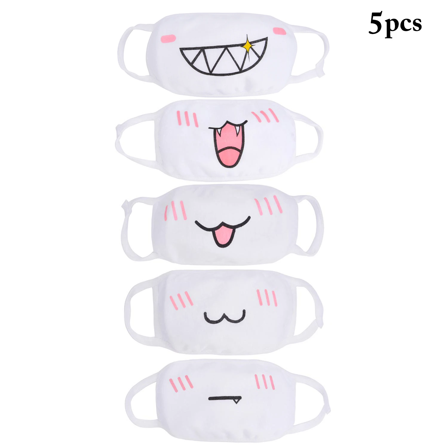 5 Pack Unisex Cotton Mask Dustproof Protective Earloop Mouth Mask With ...