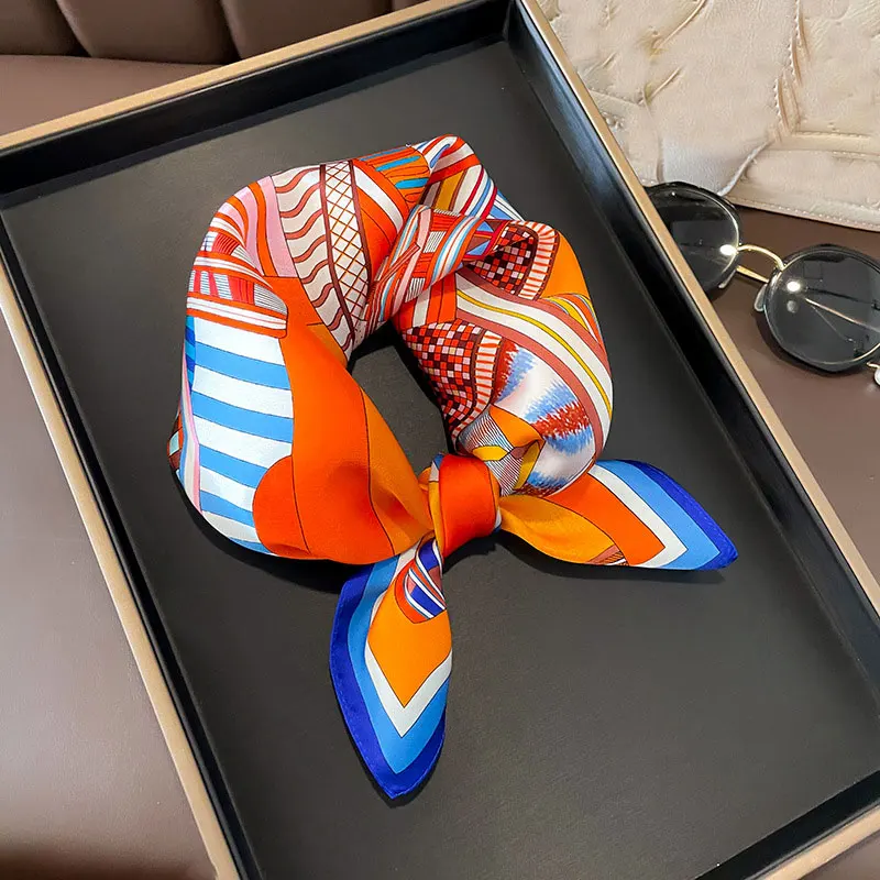 100-Nature-Real-Silk-Square-Scarf-Women-Luxury-Brand-Print-Female ...