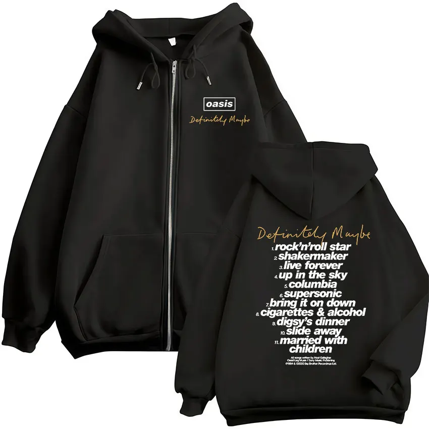 O-Oasis Live 25 Tour Merch Zip Up Hoodie Men Women Hip-hop punk gothic ...