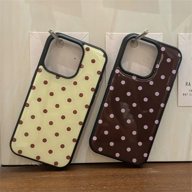 Aesthetics Double Color Polka Dot Phone Case For iPhone 17 16 15 14 13 ...