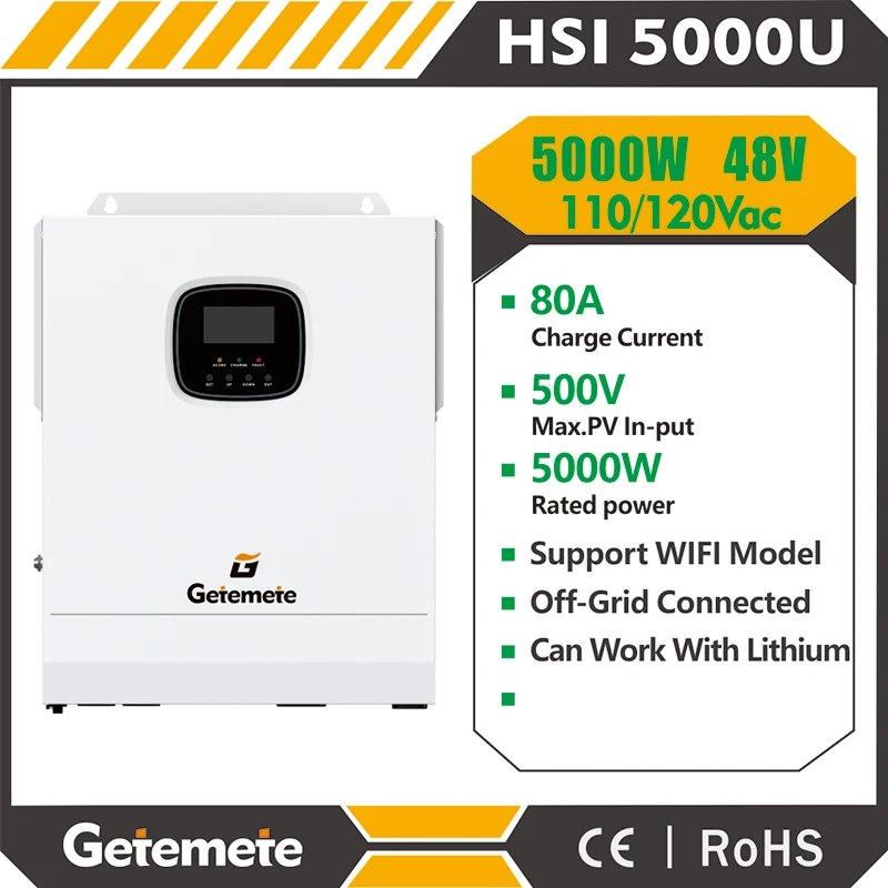 GTMT 5000W 110V/120V Hybrid SolarInverter MPPT 80A 10000VA Pure ...