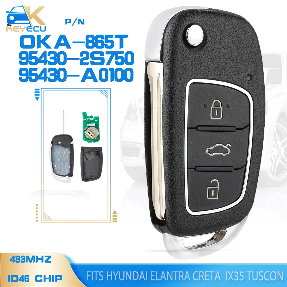 KEYECU-OKA-865T-95430-A0100-95430-2S750-Remote-Key-Fob-433MHz-ID46-Chip ...
