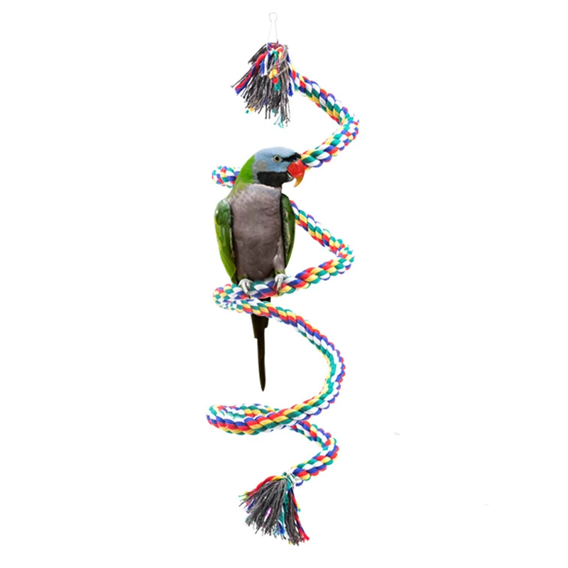 Parrot Rope Hanging Braided Budgie Chew Rope Bird Cage Cockatiel Toy ...