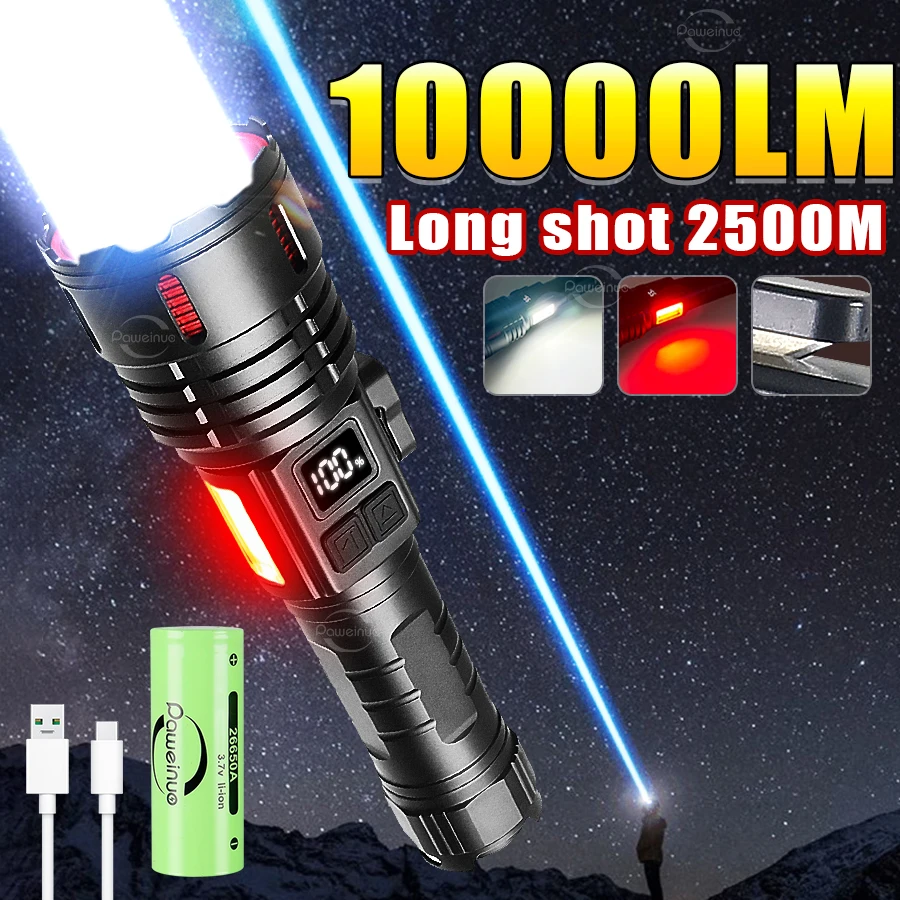 10000lm-Hochleistungs-LED-Taschenlampen-Taschenlampe-wiederauf-ladbare-taktische-Blitzlicht ...