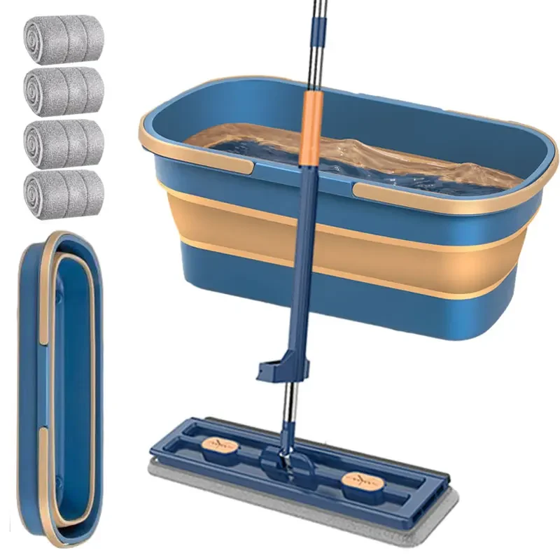 Hand-Free-Flat-Floor-Mop-And-Bucket-Set-For-Professional-Home-Floor ...