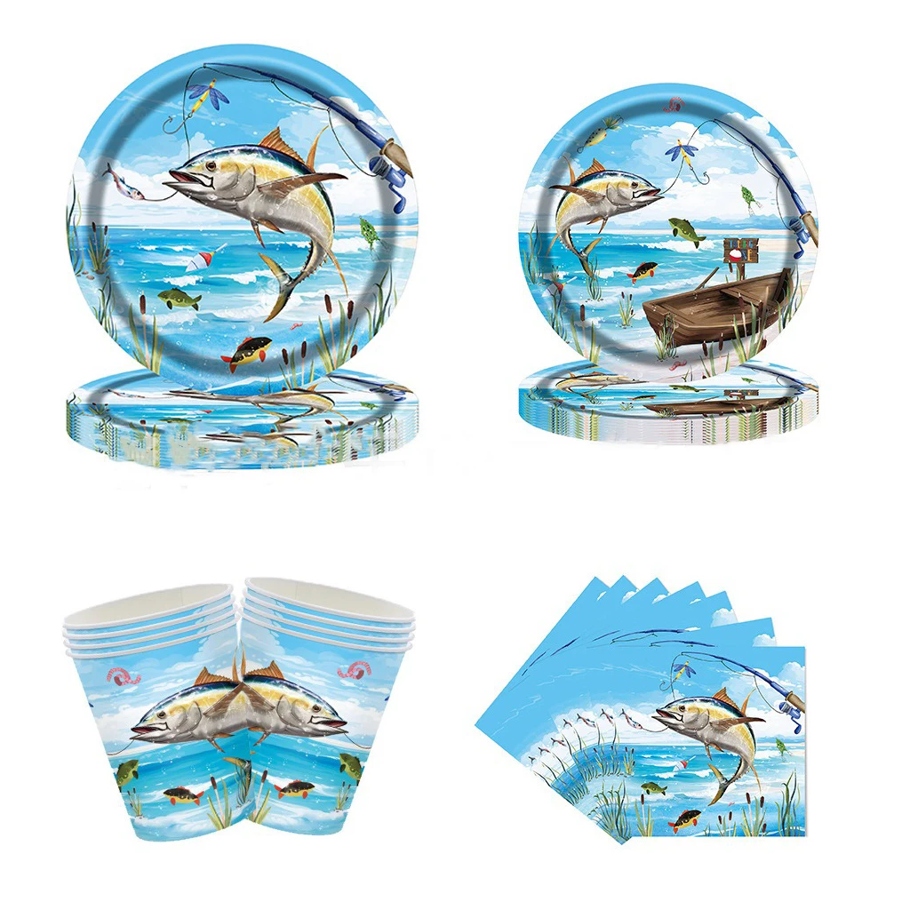 Fishing Theme Party Decoration Wild Fishing Sea Fishing Fish Paper ...