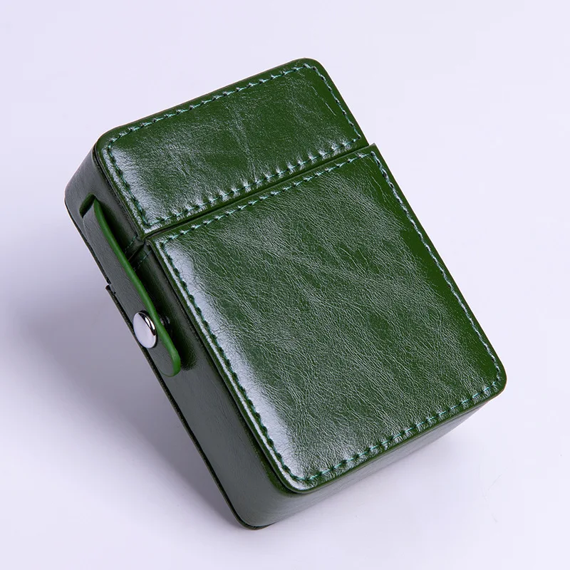 pocket leather cigarette case lighter bag box storage organizer smoking ...