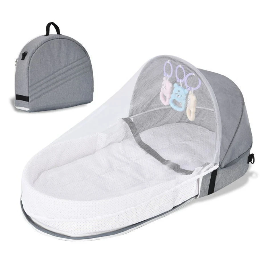 Baby-Bed-Folding-Portable-Baby-Crib-with-Net-and-Awning-Baby-Nest ...