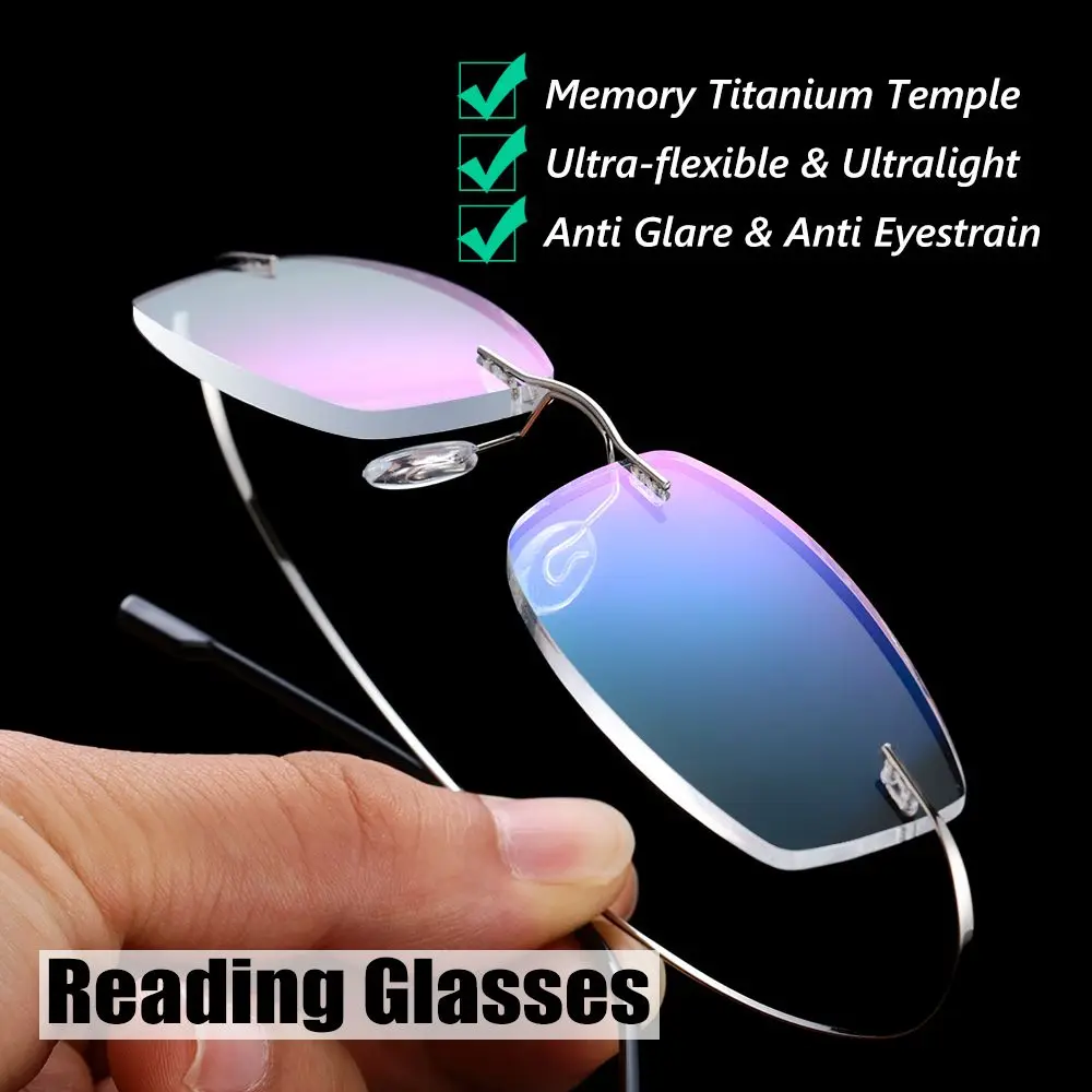 Flexible-Ultralight-Rimless-Memory-Titanium-Magnetic-Reading-Glasses ...