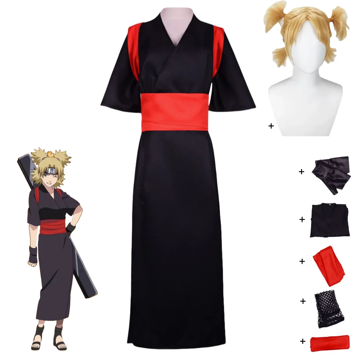 Anime Nara Temari Cosplay Costume Japanese Short Sleeved Kimono Robe ...