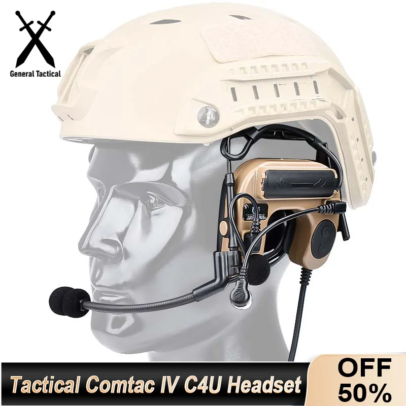 WADSN Tactical Com IV C4U Headset Headphone Hearing Protection Ken ...