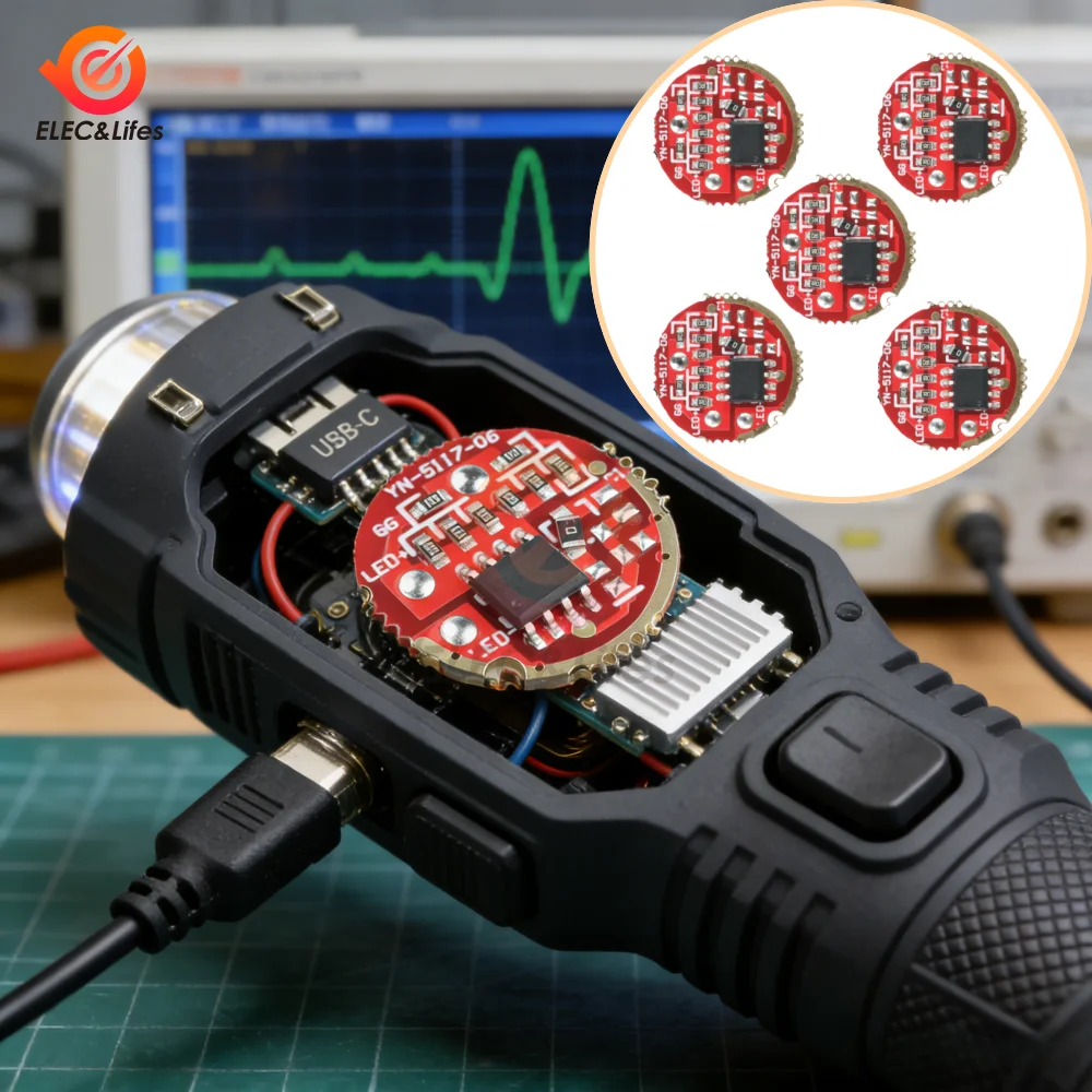 5pcs 17mm 20mm Flashlight Driver Board DIY Accessory Compatible With 6 ...