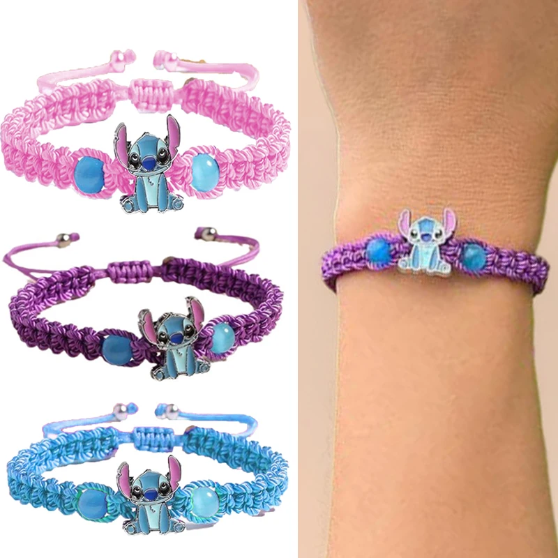 Disney-Lilo-e-Stitch-Pulseiras-para-Mulheres-Corda-Tran-ada-Pulseira ...