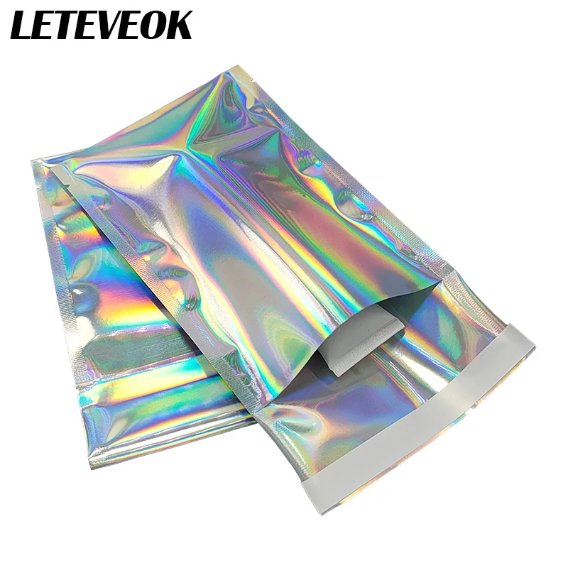 100pcs Laser Film Self-seal Holographic Envelopes Courier Storage Bags ...