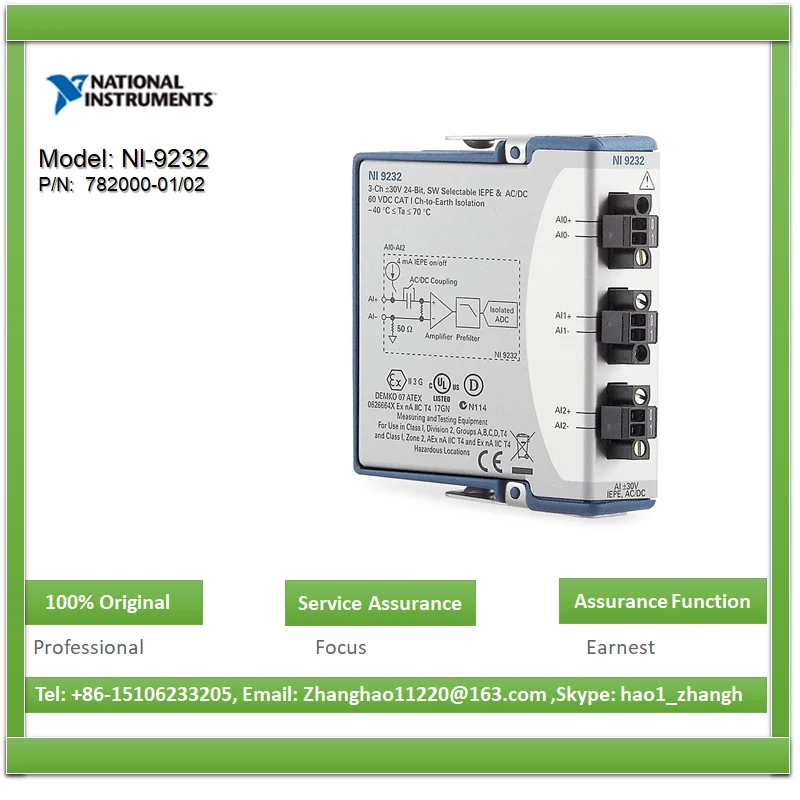 NI 9232 782000-01/02,784397-01 C Series Sound and Vibration Input Module