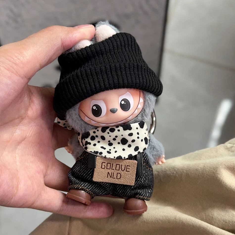 For Mini Labubu Pin For Love Black Bib Overalls Hairband V4 Doll ...