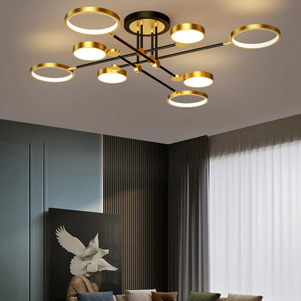 LED Chandelier Semi Flush Mount Ceiling Light Fixture 3 Lighting Colors ...