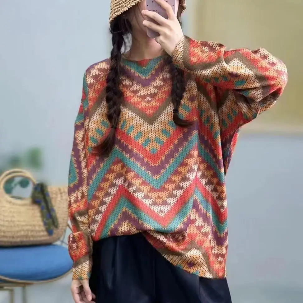 DIMANAF-2024-New-Spring-Sweaters-Pullover-Floral-Oversize-O-Neck-Women ...