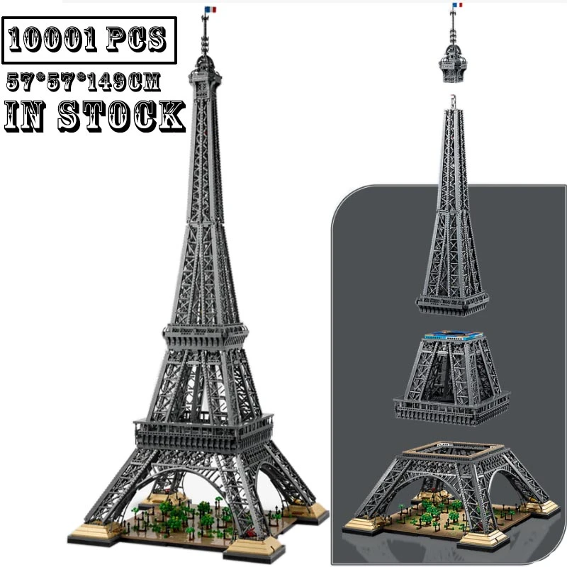 In Stock 1.5M Tall Eiffel Tower Fit 10307 10001pcs PARIS World famous ...