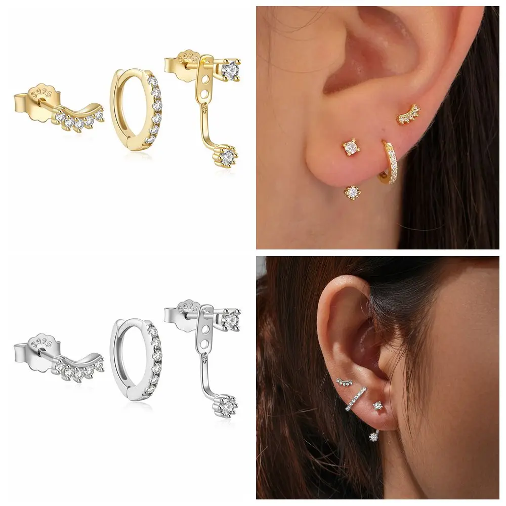 LENNIK-925-Sterling-Silver-Earring-Set-Star-Ear-Studs-Zircon-Pendant ...