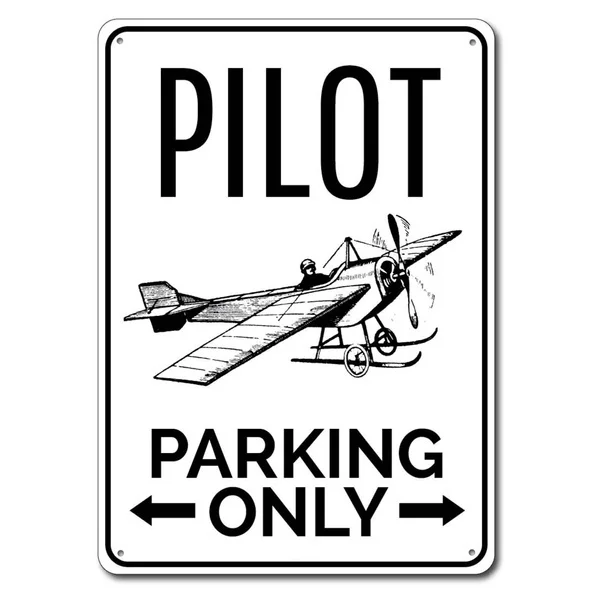 Pilot Parking SignMetal Tin Sign Metal Sign,Airplane Gift, Aviator Sign ...