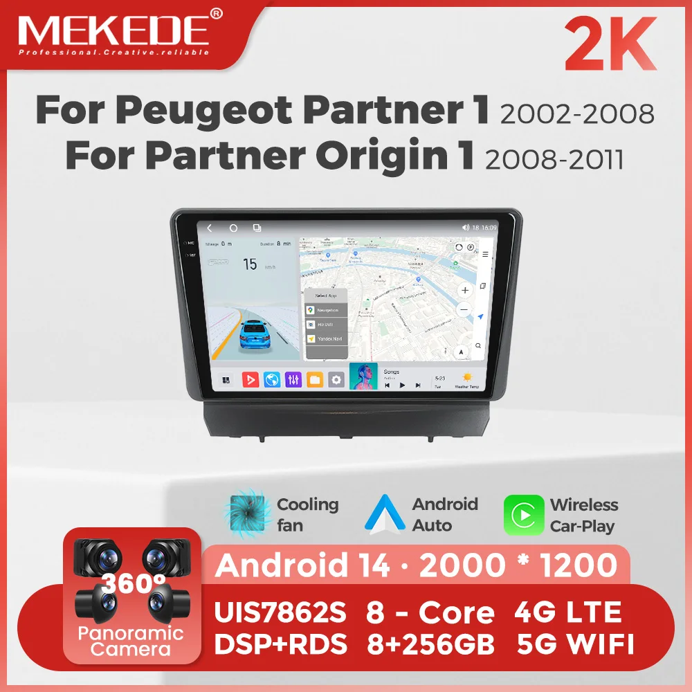 MEKEDE Car Radio For Peugeot Partner 1 2002-2008 Partner Origin 1 2008 ...