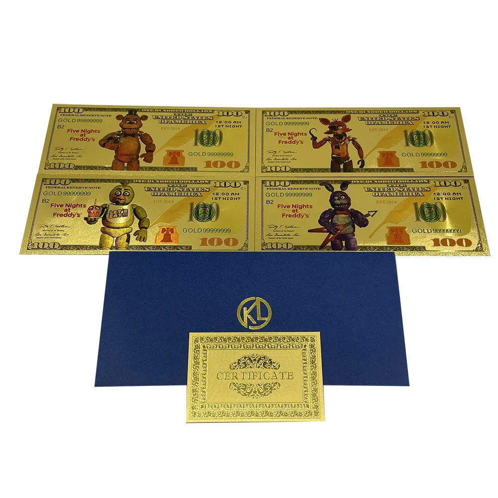 FNAF-Cinco-noites-no-Freddy-Anime-Gold-Banknote-Horror-Game-Cards ...