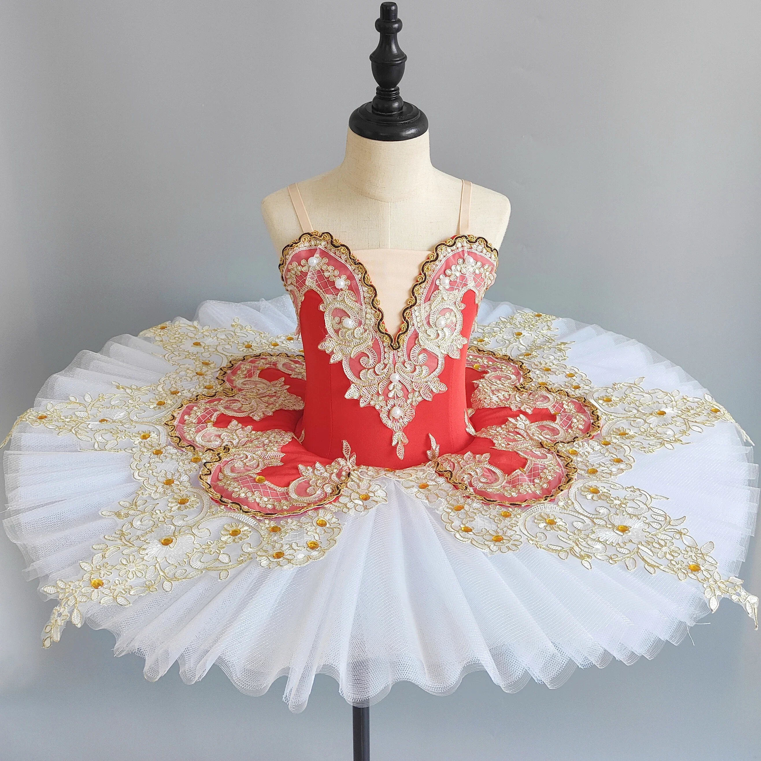 Ballet-Skirt-Children-Red-Crystal-Lace-Professional-Ballet-Tutu ...