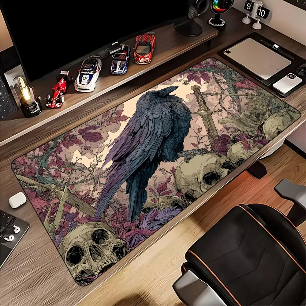Alfombrilla de ratón con diseño de cuervo y calavera misterioso ...