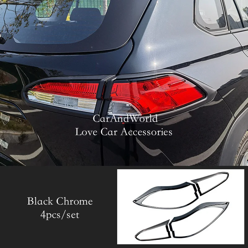 Black Chrome Rear Trunks Light Frame Protector Cover Tail Lamp Trims ...