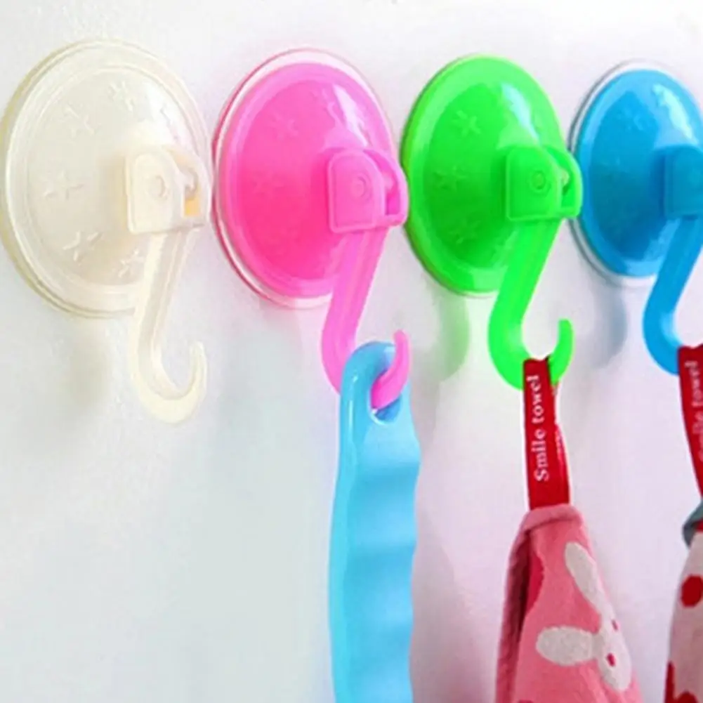 2Pcs/set Wall Mounted Sucker Hook Plastic Punch Free Wall Hangers ...