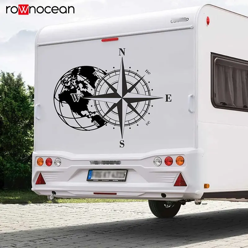 Kompas-Globe-Sticker-Aarde-Bol-Caravan-Wind-Rose-Stacarhome-Aanpasbaar ...
