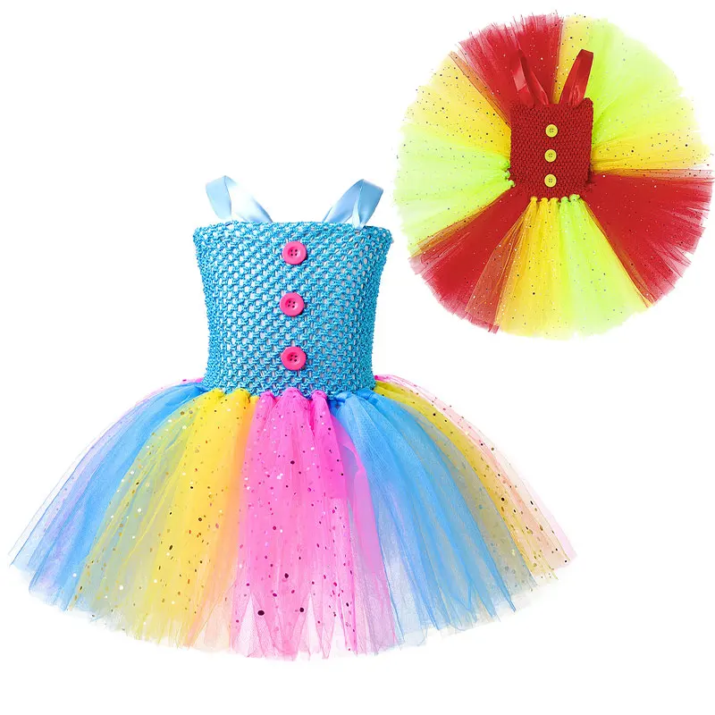 Little Girl June 1 Masquerade Ball Clown Performance Dress Kids Show ...