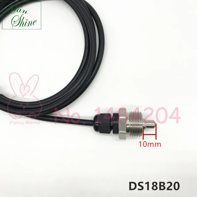 DS18B20 Digital Temperature Sensor Probe Screw Thread BSP 1/2" 1m PVC 3 ...