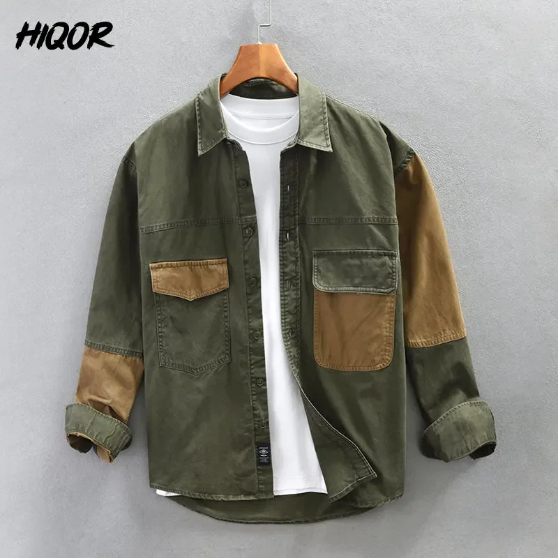 HIQOR-Stitching-Three-Dimensional-Pocket-Men-Long-Sleeved-Shirt-Spring ...