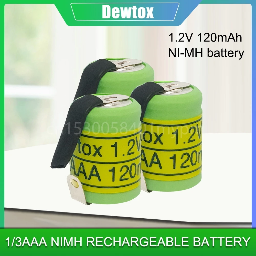 1.2V 1/3AAA Ni-MH Rechargeable battery 120mah 1/3 AAA nimh cell with welding tabs for solar light