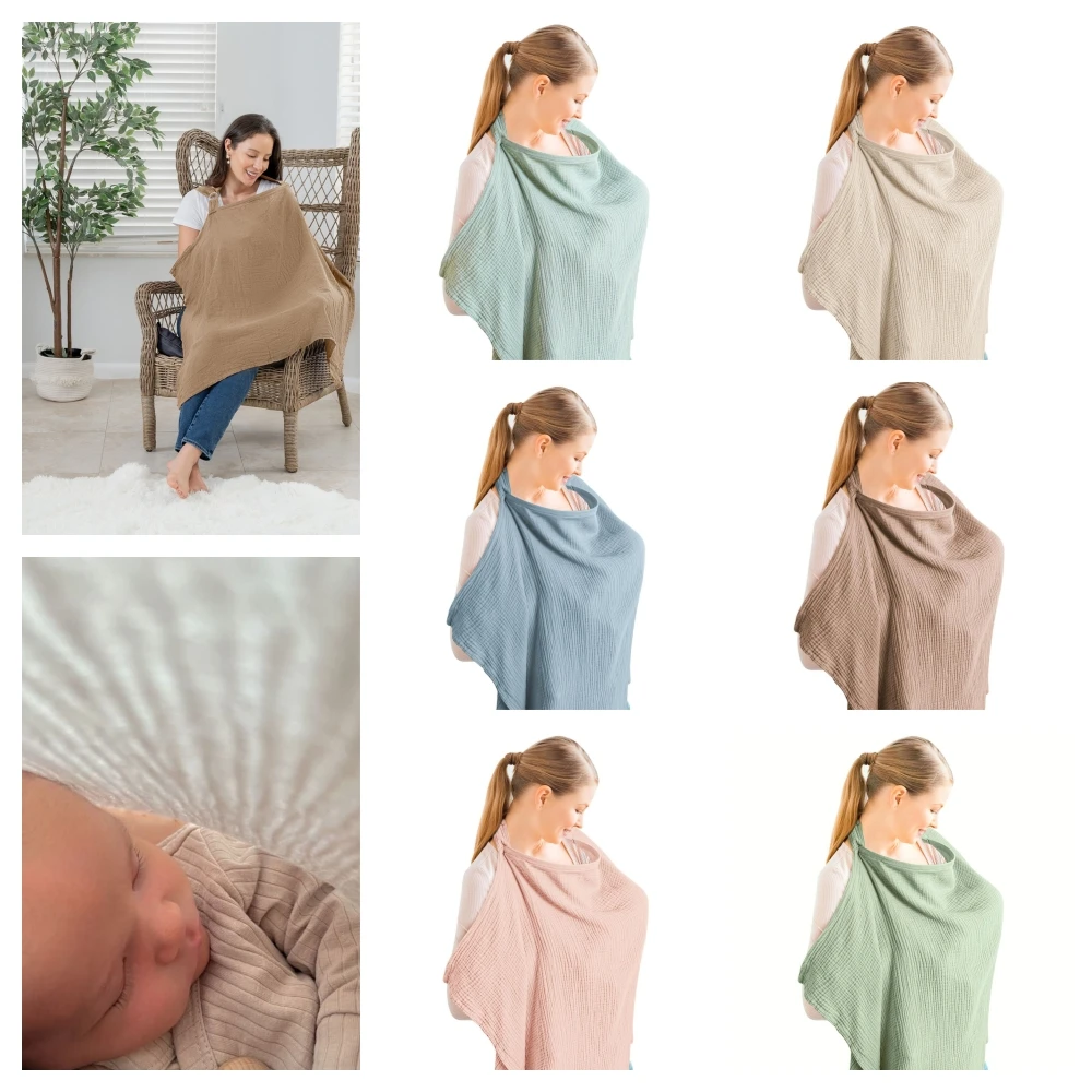 Muslin-Feeding-gown-Adjustable-breastfeeding-towel-solid-color-Breast ...
